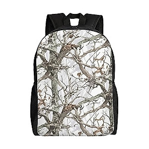 RLDOBOFE White Tree Camo Backpack For Women Men Travel Laptop Backpack Rucksack Casual Daypack Lightweight Travel Bag