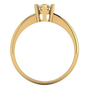 Clara Pucci 1.0 ct Pear Cut Solitaire Stunning Yellow Moissanite Wedding Bridal Designer Anniversary Engagement Ring 14k Yellow Gold SZ 6