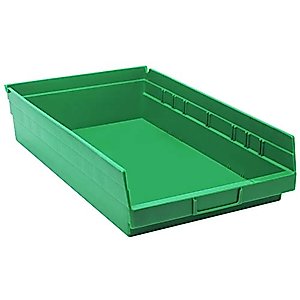 QUANTUM STORAGE SYSTEMS K-QSB110GN-2 2-Pack Plastic Shelf Bin Storage Containers, 17-7/8" x 11-1/8" x 4", Green