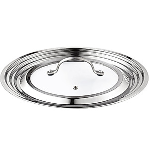 Cook N Home Stainless Steel with Glass Center Universal Lid, Fits 8, 10.25, 11, and 12-Inch