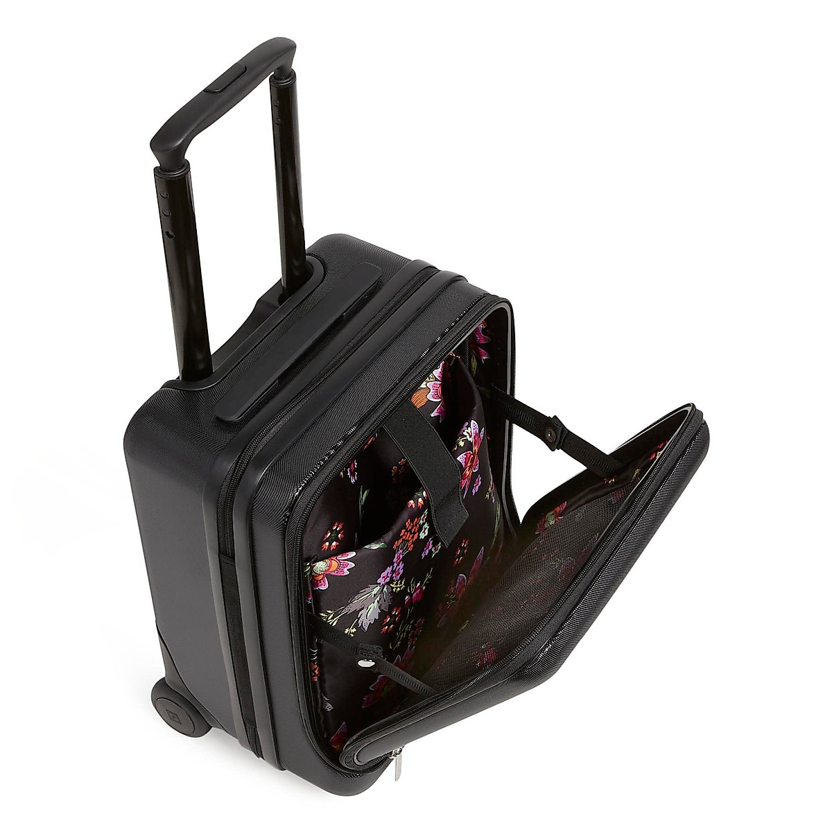 Vera Bradley Women's Hardside Underseat Rolling Suitcase Luggage, Black, One Size