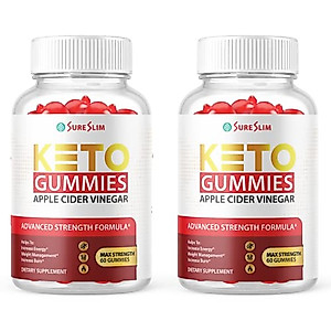 Sure Slim Keto Gummies - Vegan, Non GMO - Sure Slim ACV Keto Gummies with Apple Cider Vinegar, Sureslim Keto Gummies with ACV for Ketosis, Advanced Formula Ketogenic (2 Pack)