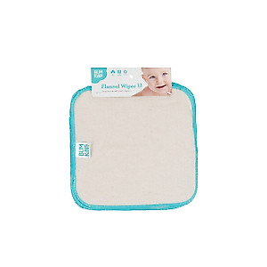 Bumkins Reusable Flannel Baby Wipes, 12 Count, Natural