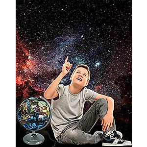 Lexibook Luminous Globe Planetarium, STEM, 2-in-1 Globe During The Day, Constellation map at Night, Blue/Black, NLJ185EN