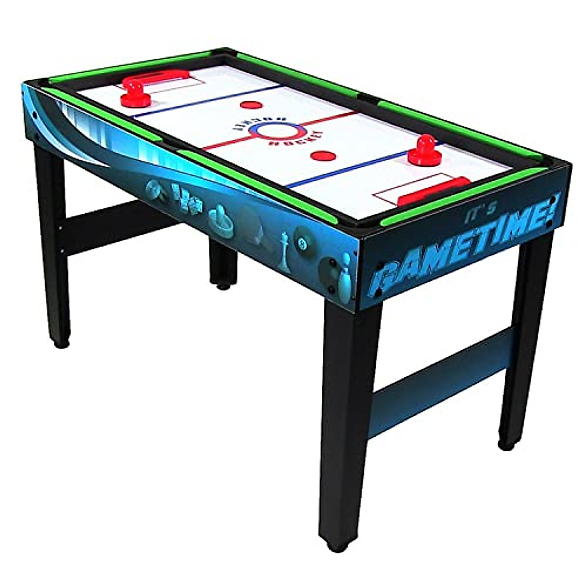 Sunnydaze 10-in-1 Game Table - Combination Multi-Game Table with Billiards, Push Hockey, Foosball, Ping Pong, and More - 49.5-Inch - Game Time Blue