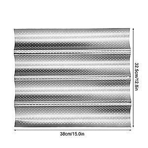 Psytfei Mold Baguette Mold Stainless Steel Silver NonStick MultiGrooves Waves French Bread Pan Baguette Baking Cooking Tray Mold Kitchen Tool(Four grooves)