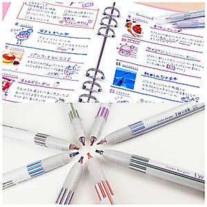 Sun-Star Stationery Two Color Line Pen'' twiink'' Different 4 Colors Pattern Set (Pink x Ligh Blue, Violet x Pink, Light Blue x Orange, Pink x Green)