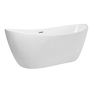 Elegant Decor Indoor Modern 72 inch soaking double slipper bathtub in glossy white