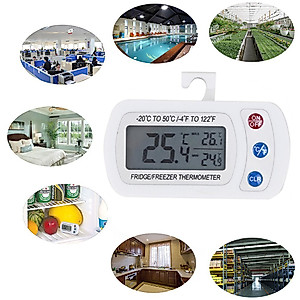 ZEZHOU Digital Refrigerator Thermometer 2Pack - IPX3 Waterproof Wireless Freezer Room Temperature Monitor with Hook, Large LCD Easy to Read Display & Max/Min Record Function for Indoor/Outdoor