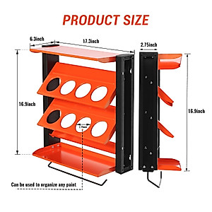 Wallmaster Spray Can Holder, Lube Can Wall Mount Storage Rack Heavy Duty Paint Bottle Organizer for Garage & Home | 8 Can Holes & 2 Shelf, Orange