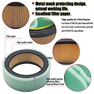 HIFROM Air Filter Compatible with Kohler 47 883 03 John Deere M47494 with Fuel Filter Replace Kohler 25 050 22-S John Deere AM116304 Spark Plug
