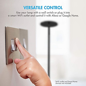 Tenergy Torchiere Dimmable LED Floor Lamp, Remote Controlled 30W (150W Equivalent) Standing Lamp, 90° Adjustable Top, Wall Switch Smart Outlet Compatible, Warm White Light