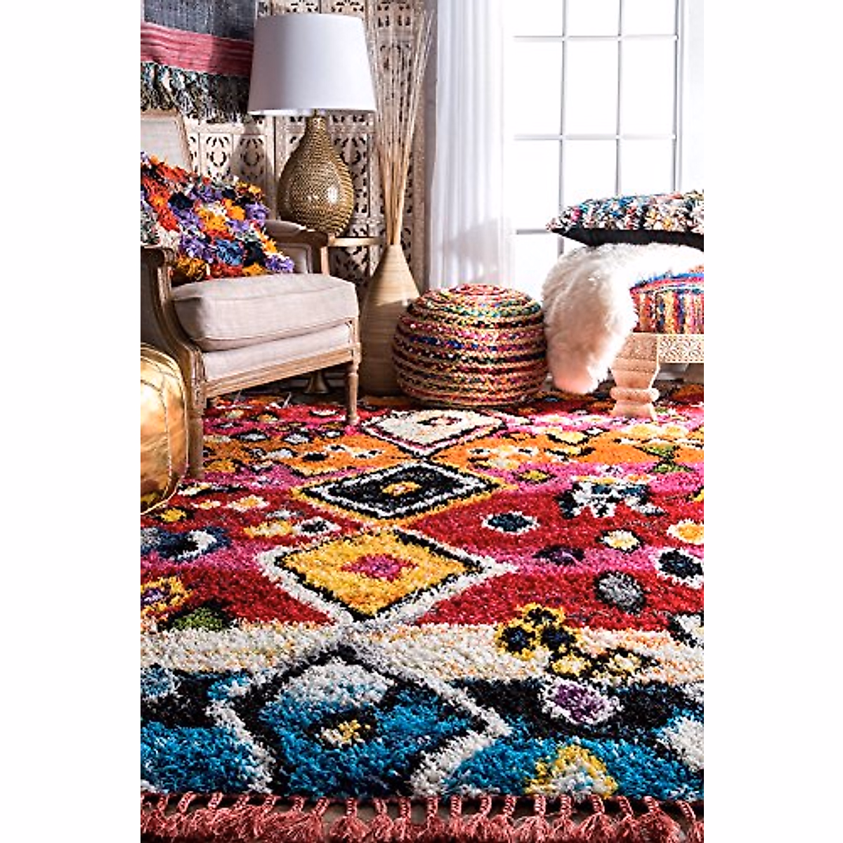 nuLOOM Alane Moroccan Shag Area Rug, 6' 7" x 9', Multi