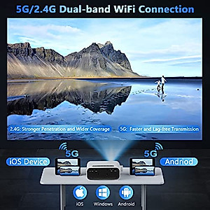 5G WiFi Mini Home Projector, Toperson 7000LM 1080P Supported 200" Home Movie Theater Video Projector for iPhone Android Smartphone/TV Stick/HDMI/USB/XBox/PS4/Laptop/Tablet/PC