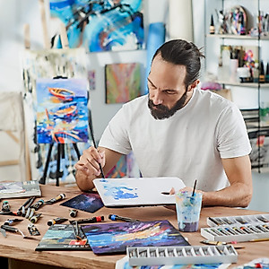 ARTEZA Black Canvas Boards for Painting, 5 x 7 Inches, Pack of 14, Blank Small Canvas Panels for Acrylic, Oil and Gouache Painting