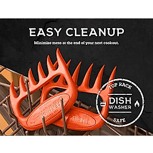 Bear Paws Meat Claws, 2 Pairs (Orange) - The Original Meat Shredder Claws, USA Made - Easily Lift, Shred and Serve Meats - Ultra-Sharp, Ideal Meat Claws for Shredding Pulled Pork, Chicken and Beef…