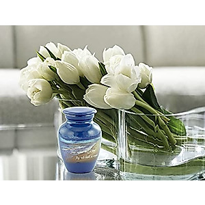 Footprints Keepsake Urn, Footprints Token Urn for Ashes, Hand Painted Minature Beach Urn, Handmade Beach Mini Urn with Velvet Case & Bag (Keepsake)