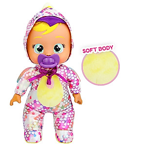Cry Babies Tiny Cuddles Dinos Tilo - 9" Baby Dolls, Cries Real Tears, Dinosaur Metallic Themed Pajamas