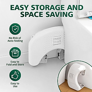 Toilet Stool for Adult Poop Stool for Bathroom, 7 Inch Foldable Portable Toilet Stool for Adults, Non-Slip Toilet Step Stool for Bathroom, Footrest Stool for Pooping, Toilet Assistance Step(White)