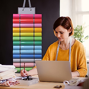 IRASPIN Vinyl Roll Holder, Vinyl Roll Storage Rack Wall Mount/Over The Door with14 Compartments,Safely Store Rolls up to 2.8 Inches in Diameter (2 Pack,Gray)