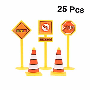 Gogogmee 25pcs Street Signs for Cake Decorations Set 5pcs/kit Creative Cake Topper Ornaments for Birthday Party Supplies