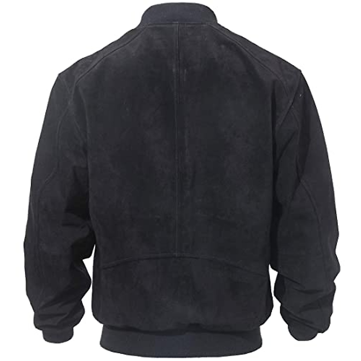 FLAVOR Men's Leather Baseball Jacket Vintage Suede Pigskin (X-Large, Black)