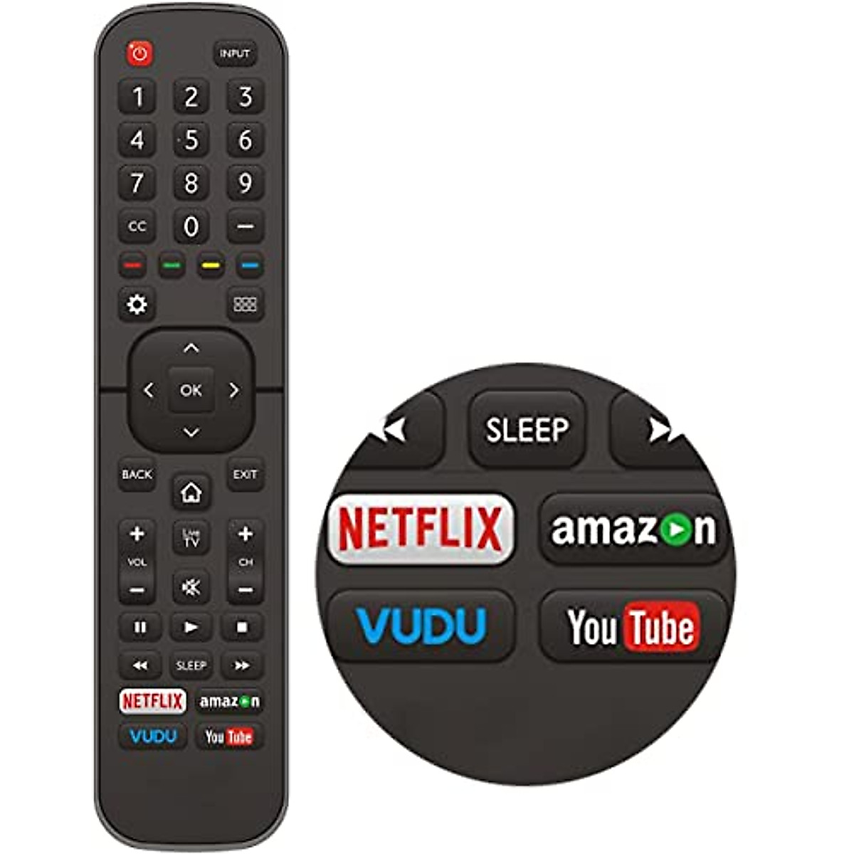 Universal for All Hisense-TV-Remote Compatible with All Hisense 4K LED HD UHD Smart TVs - No Setup Needed