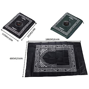 Kellegour 2 Pieces Muslim Travel Prayer Mat,Muslim Prayer Carpet,with Compass Pocket Sized Carry Bag,Muslim Prayer Rug and Attached Compass,Islamic Prayer Rug,Islamic Prayer Pad