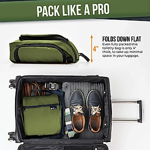 D&D Hanging Travel Toiletry Bag for Men and Women – Cosmetics, Makeup and Toiletries Organizer Kit with 10 Compartments, YKK Zippers, XXL Metal Swivel Hook, Water-Resistant Nylon