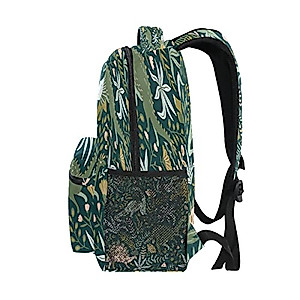 senya School Backpack Dinosaurs and Tropical Leaves Teens Girls Boys Bookbags Travel Schoolbag