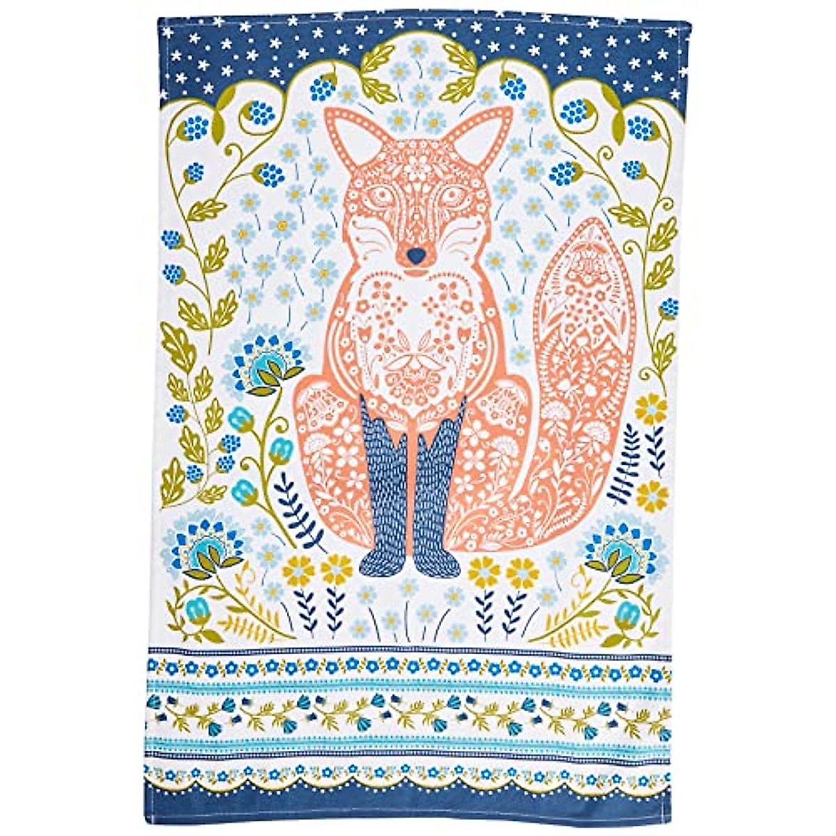 Ulster Weavers Tea Towel Cotton, Durable & Machine Washable, Eco-Friendly Design, Ideal Size, Animal Theme, Woodland Fox, Green