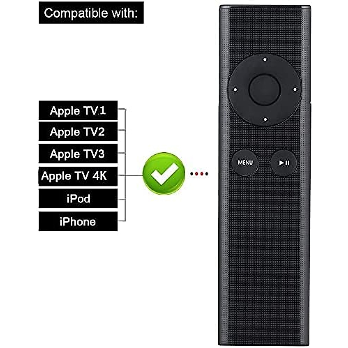 LuckyStar MC377LL/A Universal Replacement Remote Control fit for Apl 2/3/4k TV Box, Compatible with Mac/Music System/iPhone/iPad/iPod