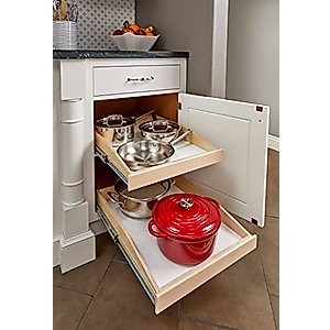 Slide-A-Shelf Made-to-Fit Slide-Out Shelf: Maple Wood Front with Full Extension Soft Close Rail