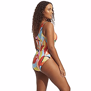 Seafolly Women's Standard Shoulder One Piece Swimsuit, Tropfest Aquamarine, 6