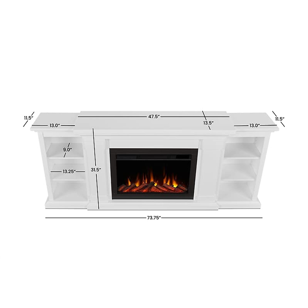 Winterset Slim Media Electric Fireplace in White by Real Flame (4830E-BLK)
