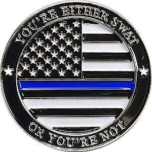 BL16-002 Police Swat 1* Thin Blue Line Challenge Coin Law Enforcement Forever IYKYK
