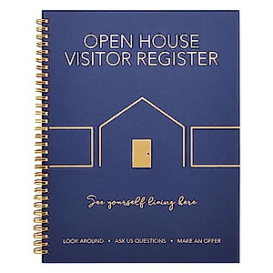 2 Pack Sign in Book for Open House Visitors, Guest Registry with 2 Pack Realtor Tent Cards for Real Estate Agent Supplies, Home Sale Business (Navy Blue, 8.5x11)