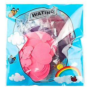 WATINC 12Pcs Wedding Engagement DIY Craft Kit Felt Hearts Animals Art Set with Butterfly Rabbit Pig Chick Monster Bear Bunny Creative Decorations for Valentine's Day Activity Party Supplies