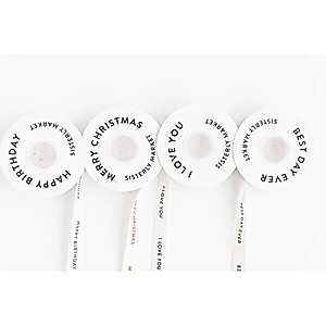 Sisterly Market I Love You, Cotton Herringbone Custom Ribbon Natural 10 Yards, 58