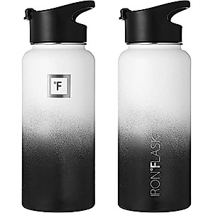 IRON °FLASK Sports Water Bottle - 32 Oz, 3 Lids (Spout Lid), Leak Proof, Vacuum Insulated Stainless Steel, Double Walled, Thermo Mug, Metal Canteen