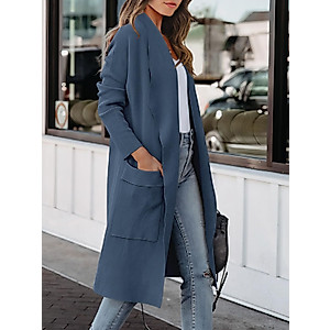 ANRABESS Women's Long Cardigan Sweater 2025 Fall Fashion Casual Oversized Knit Open Front Coatigan Jacket Coat Trendy Outfits Deep Blue Small