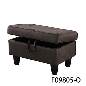 LOPOO 3-Piece L-Shaped Sectional Couches Lounge & Storage, 97'' Modular Living Room Home Office, 3pcs 97'' Sofa+66.5'' Chaise+28.5'' Ottoman(Left), Espresso Flannel