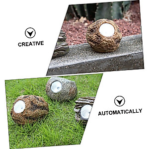 Uonlytech LED Imitation Stone Garden Light Waterproof Solar Outdoor Light Night Decorative for Garden Pathway