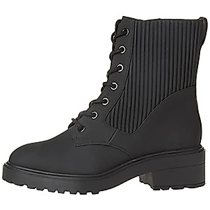 Amazon Essentials Women's Rubberized Combat Boot with Chunky Outsole, Black, 7