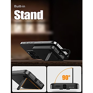 Mini Magnetic Portable Charger for iPhone,5200mAh Small Power Bank with Built-in Cable, Battery Pack Compatible with iPhone 14, Plus,Pro Max,13,12,11,XS,XR,X,8,7,6s,AirPods etc,Non-Wireless Charging.