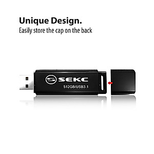 SEKC 512GB USB3.1 Flash Drive, Read Speed up to 130MB/s, Black - SDA20512G