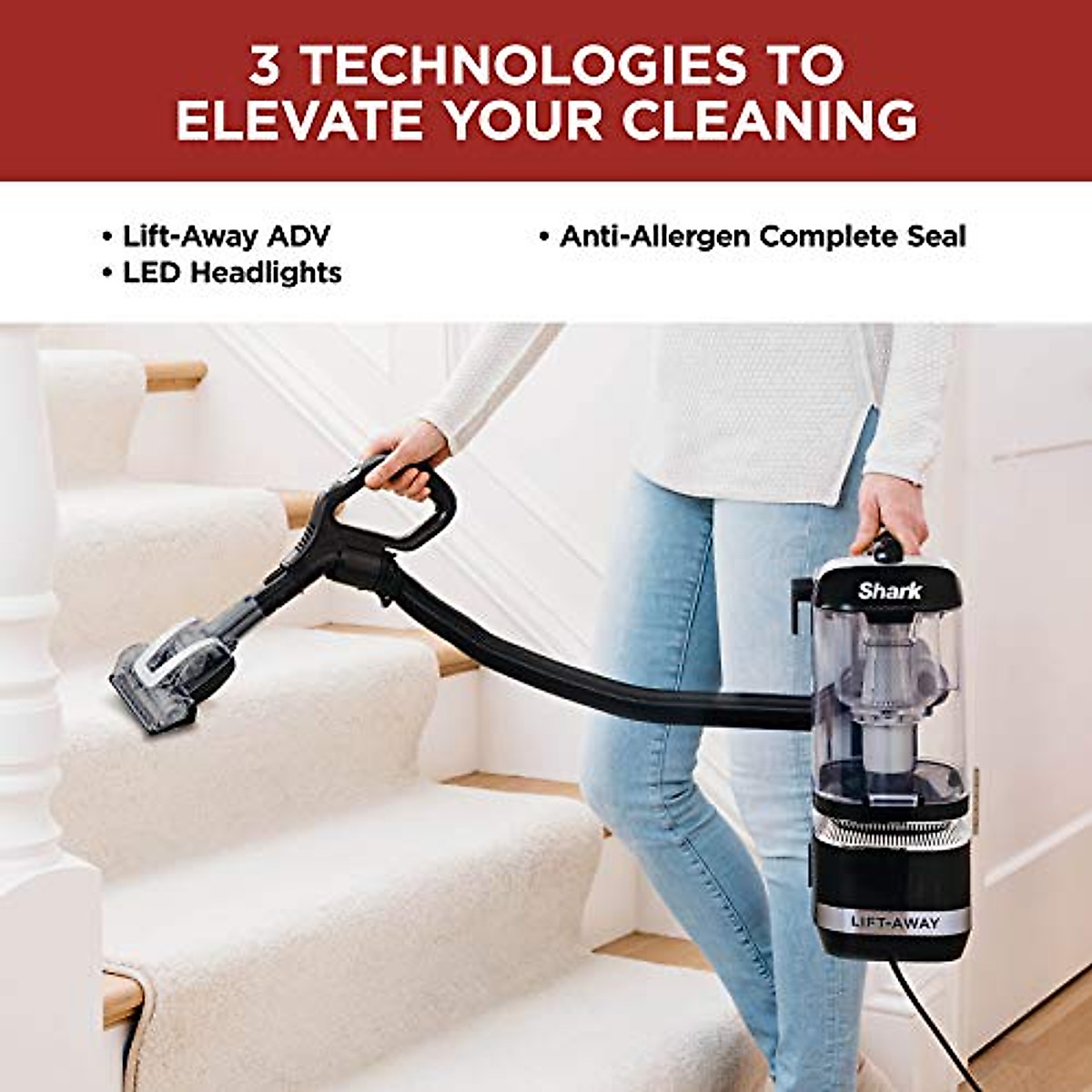 Shark LA322 Navigator Lift-Away ADV Corded Upright Vacuum with Pet Power Brush Crevice and Upholstery Tool, Black