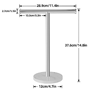 Blemoacha Towel Rack,T Shape Freestanding Towel Racks for Bathroom,Organizer Countertop Hand Towels Stand,Kitchen Vanity Marble Plinth,304 Stainless Steel Towels Bar Brushed Nickel
