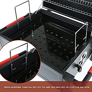FEASTO Portable Charcoal Grill with Two Silicone Holding Handles, Tabletop grilling with 354 Square Inches Cooking Area, Convenient for outdoor Camping and Picnic, Black，L26.8’’x W20’’x H21.3’’