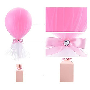 Pink Tutu Tulle Balloons Centerpieces with Candy Box for Baby Shower Girls Decorations Birthday Party Weddings Princess Party Cake Dessert Table Balloons Tulle Cover,6 Pack
